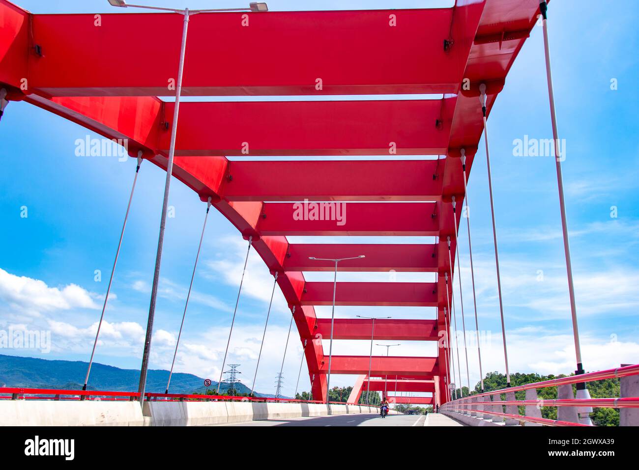 Red Bridge in Papua, Indonesia Stock Photo - Alamy