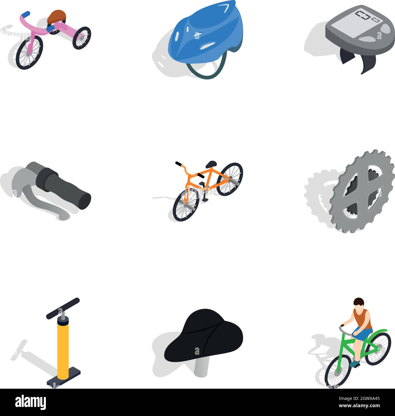 Bicycle equipment icons set, isometric 3d style Stock Vector Image ...