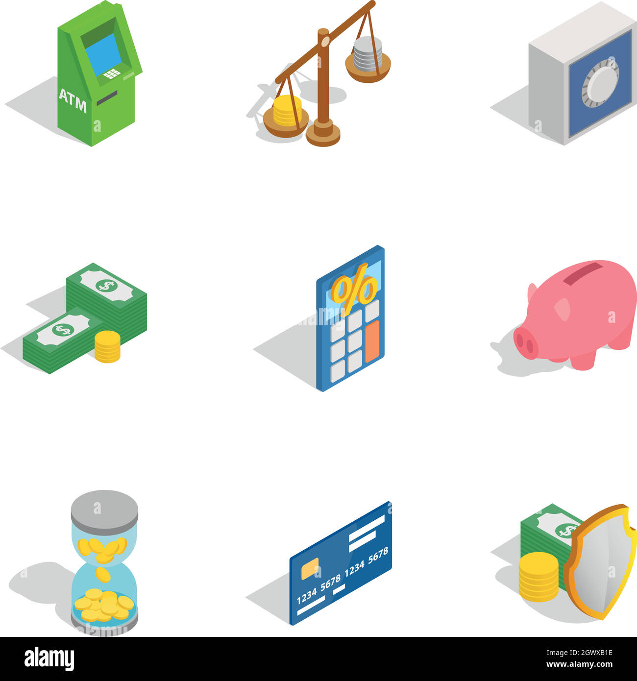 Money icons, isometric 3d style Stock Vector Image & Art - Alamy
