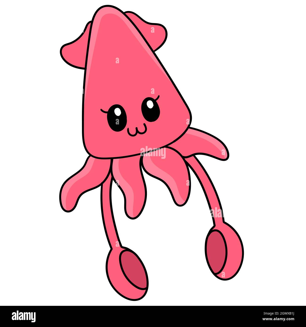 cute happy red squid kawaii cartoon Stock Vector Image & Art - Alamy