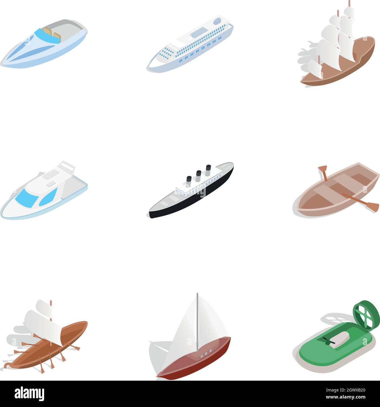 Sea ship, boat and yacht icons, isometric 3d style Stock Vector Image ...