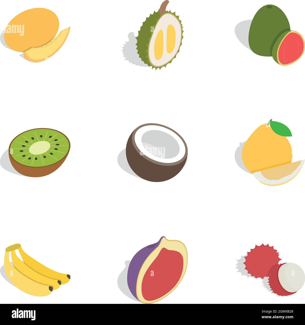 Tropical fruits icons, isometric 3d style Stock Vector Image & Art - Alamy