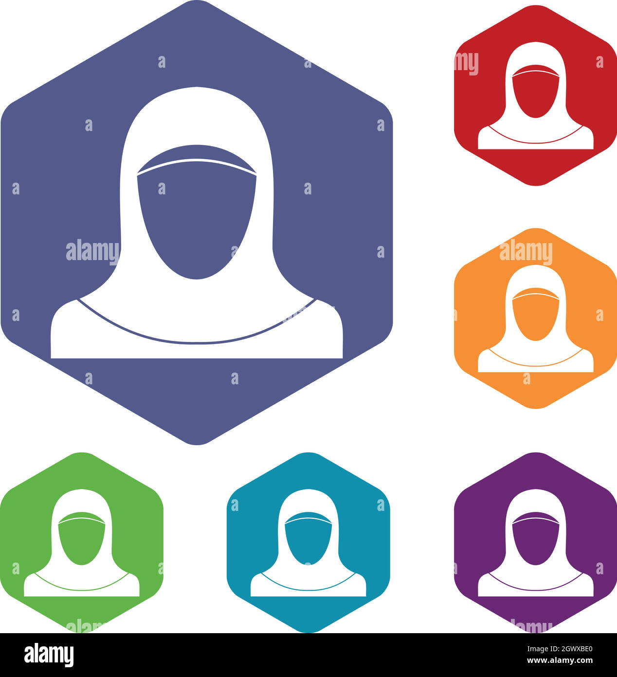 Muslim women wearing hijab icons set Stock Vector Image & Art - Alamy