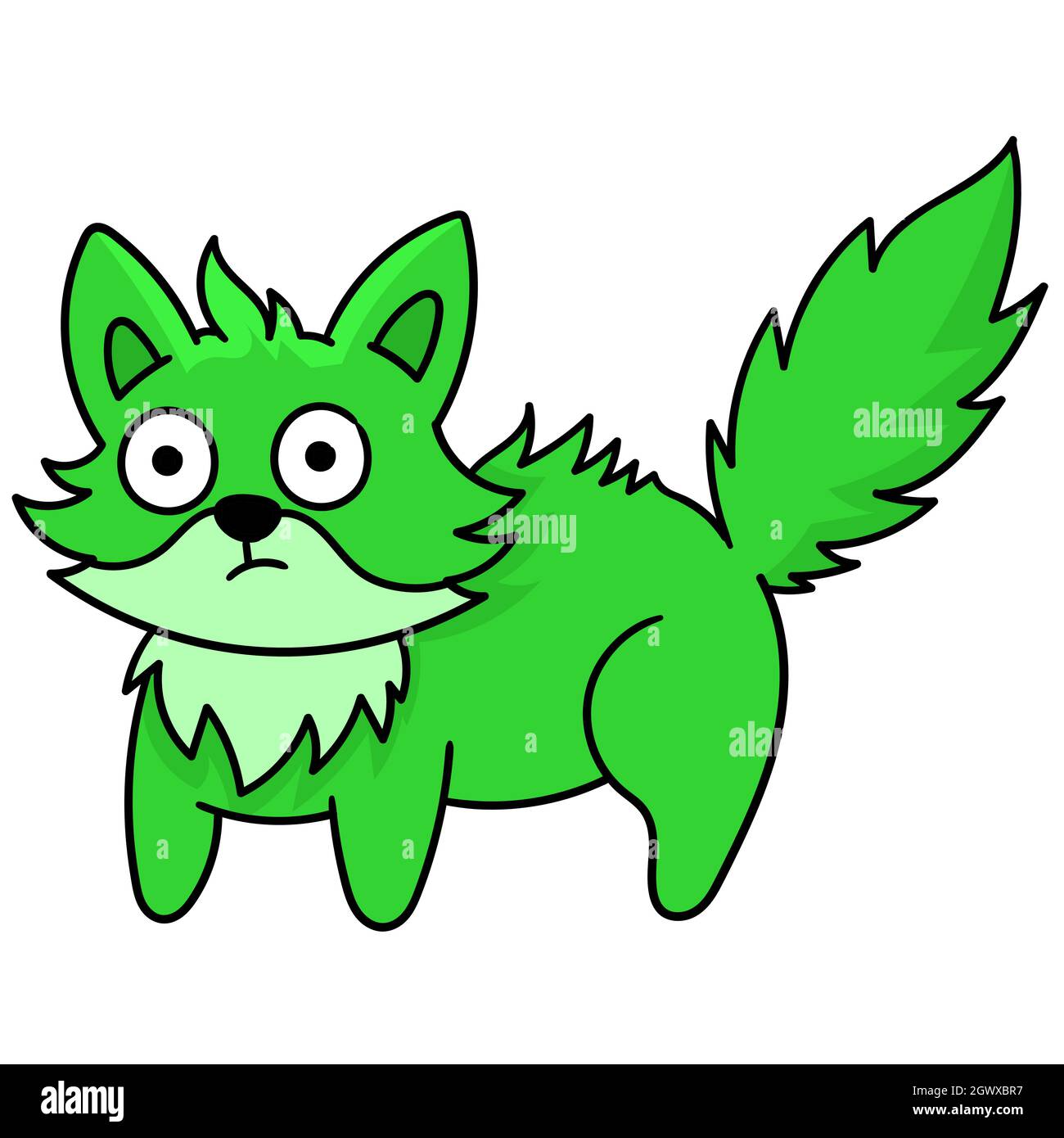 the green cat with the expression of goosebumps stood up Stock Vector ...