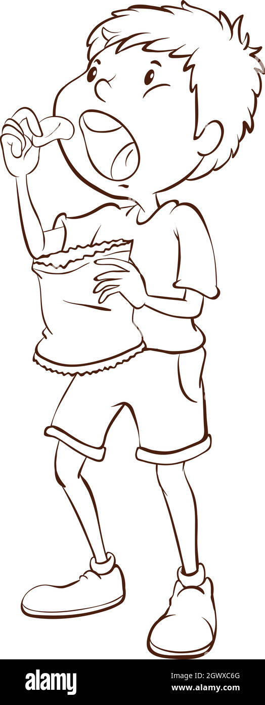 A simple sketch of a boy eating Stock Vector Image & Art - Alamy