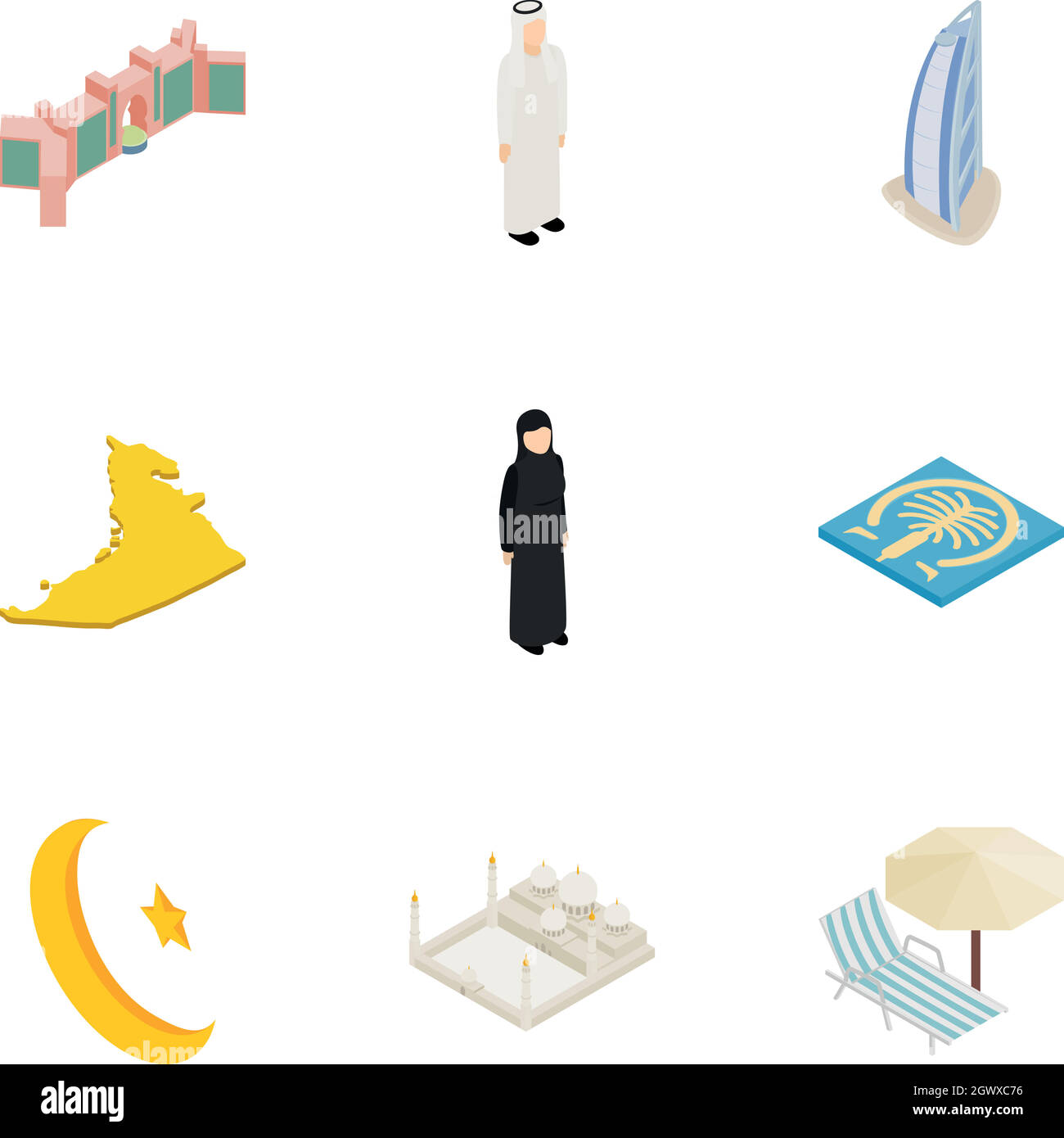 UAE icons set, isometric 3d style Stock Vector Image & Art - Alamy