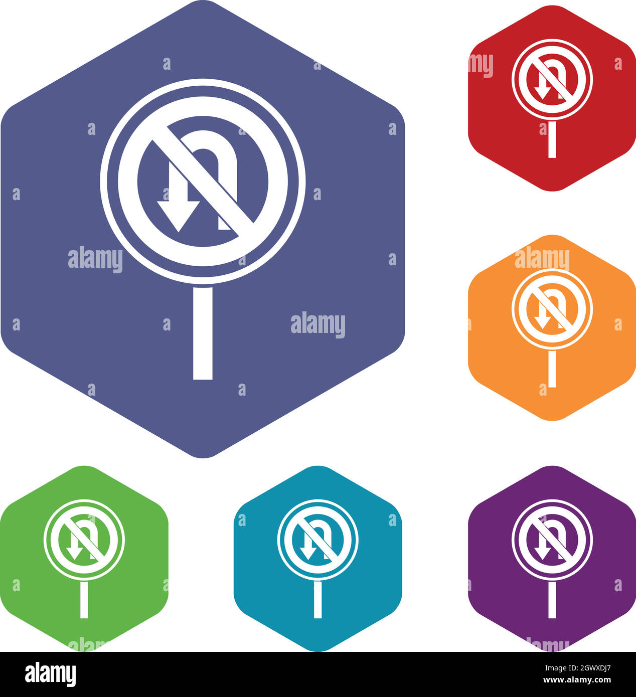 No U turn road sign icons set Stock Vector Image & Art - Alamy