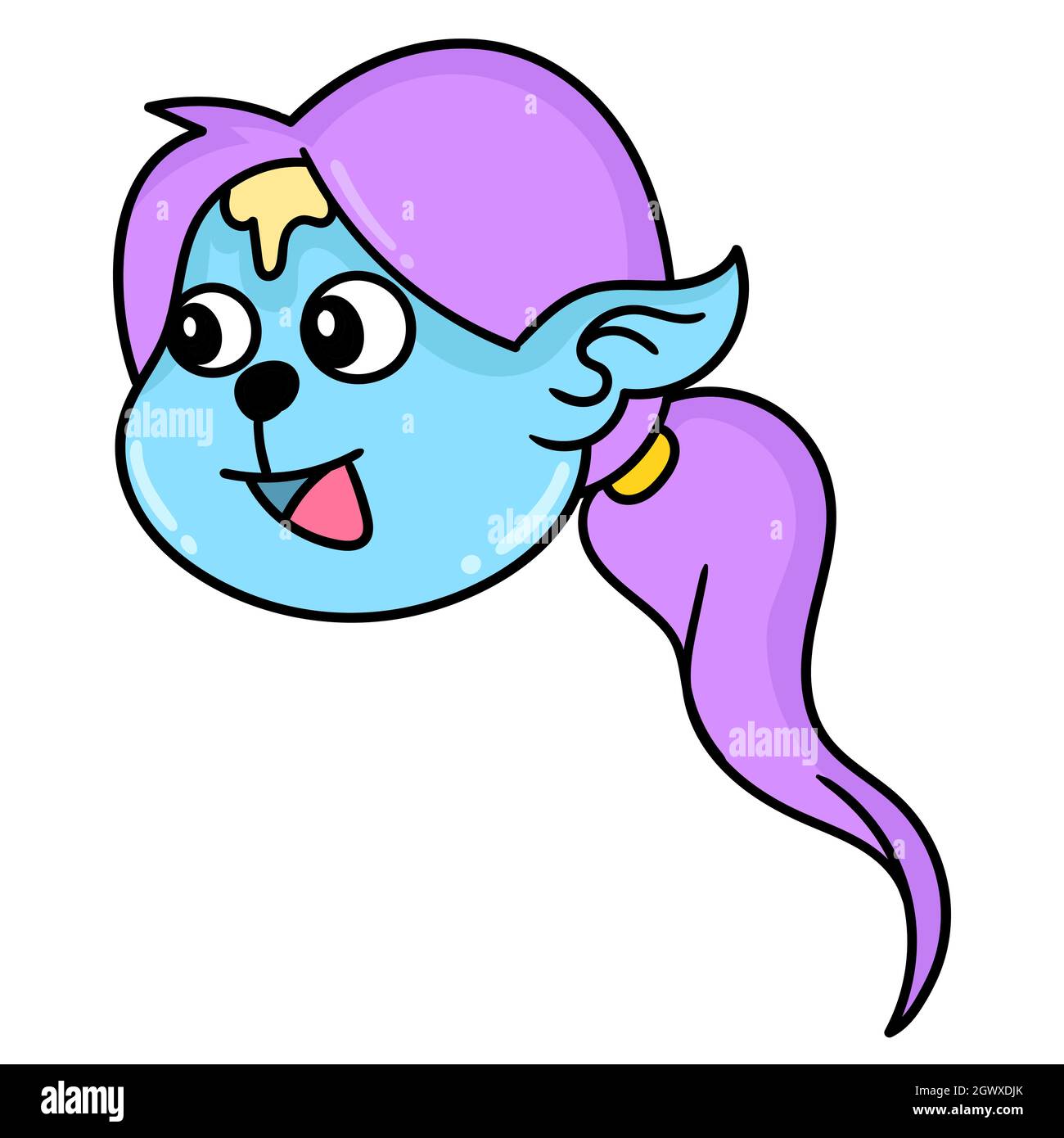 the female genie with long beautiful hair smiled happily Stock Vector ...