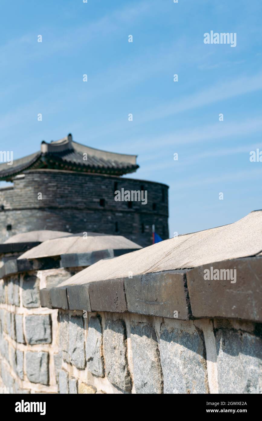 Hwaseong Fortress Korean traditional architecture in Suwon, korea Stock ...