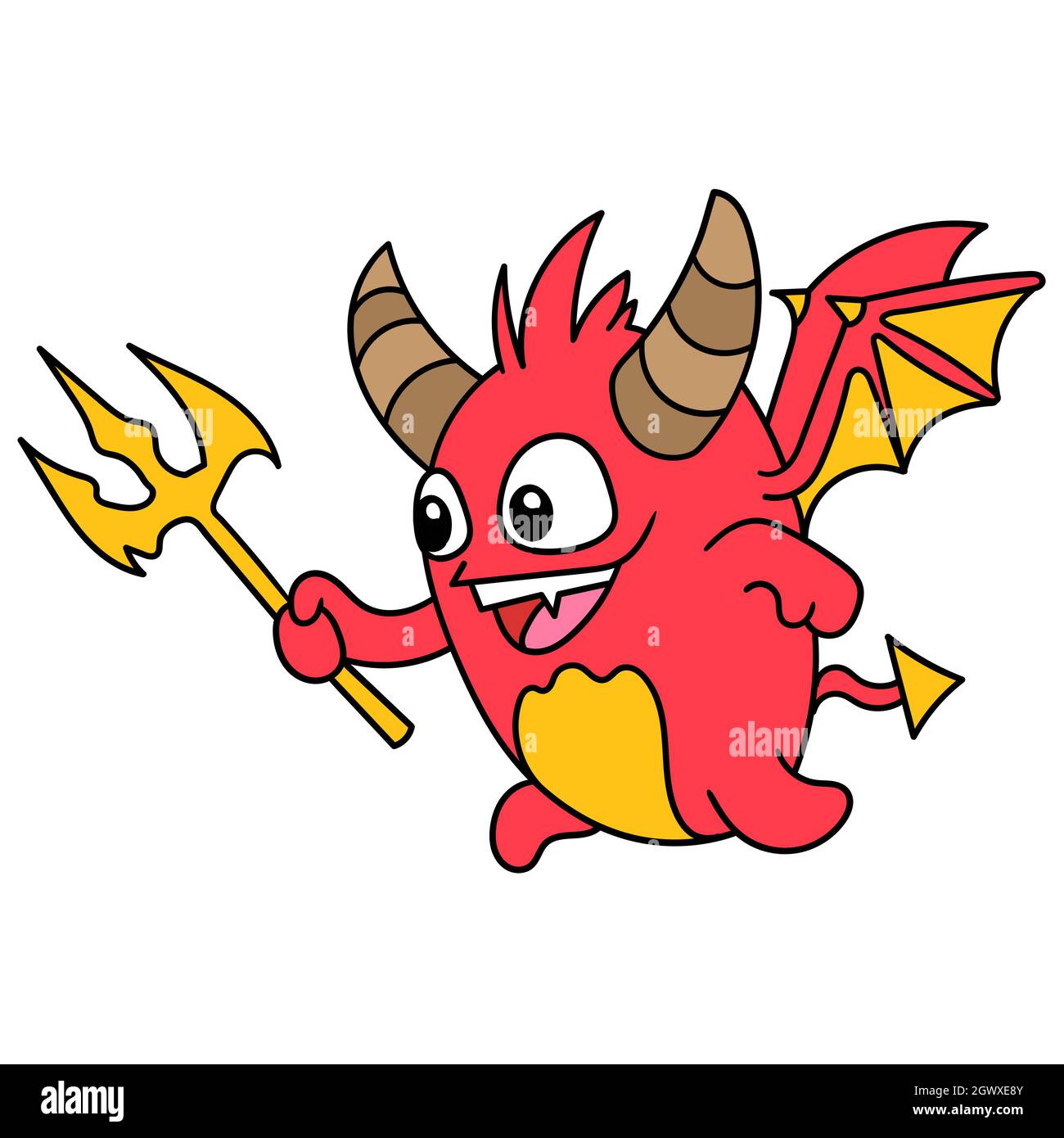 the red demon carrying the spear walked with a laugh Stock Vector Image ...