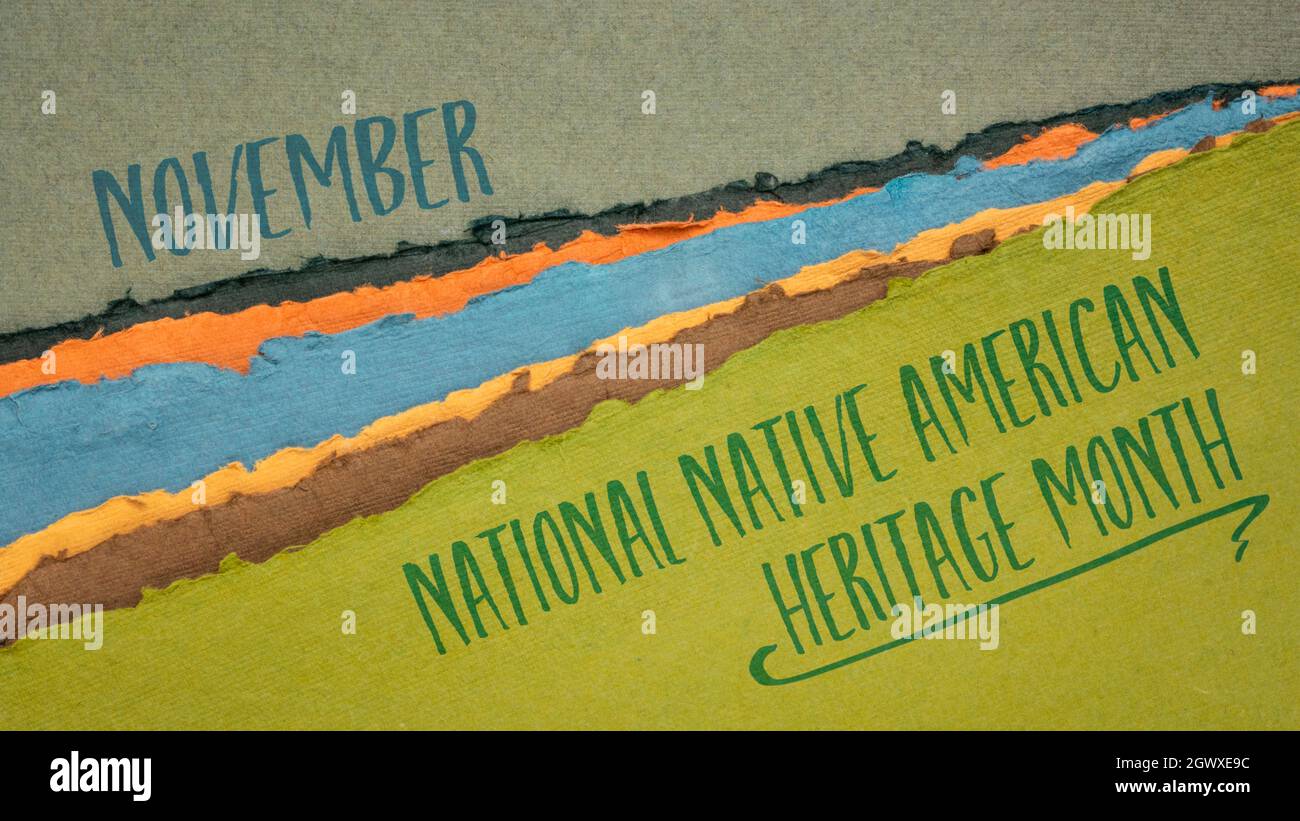 November - National Native American Heritage Month, handwriting on ...