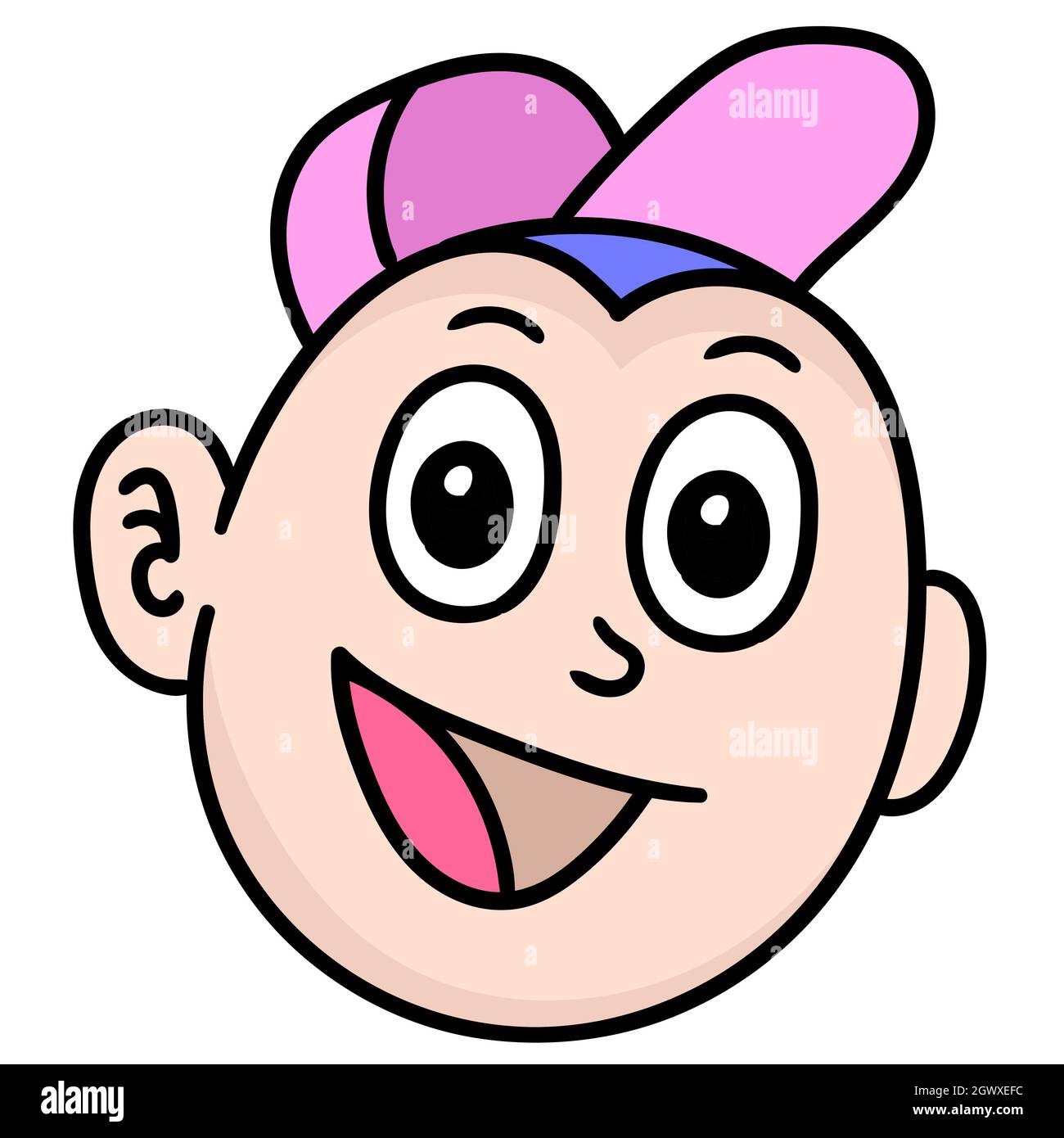 emoticon of a boy head wearing a happy smiling face Stock Vector Image ...