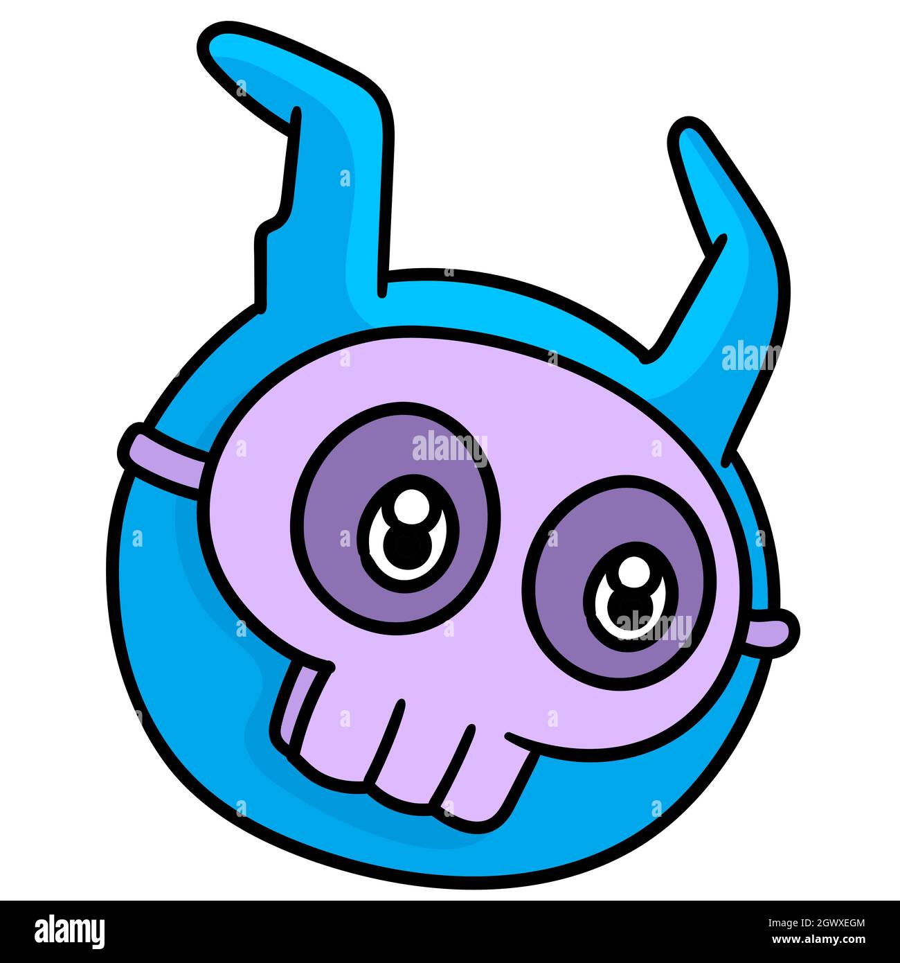 emoticon of creature head wearing a scary smiling skull mask Stock ...
