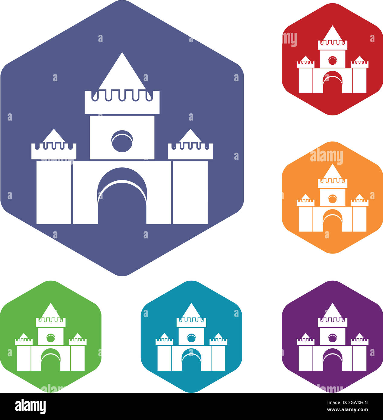 Fairytale castle icons set Stock Vector Image & Art - Alamy