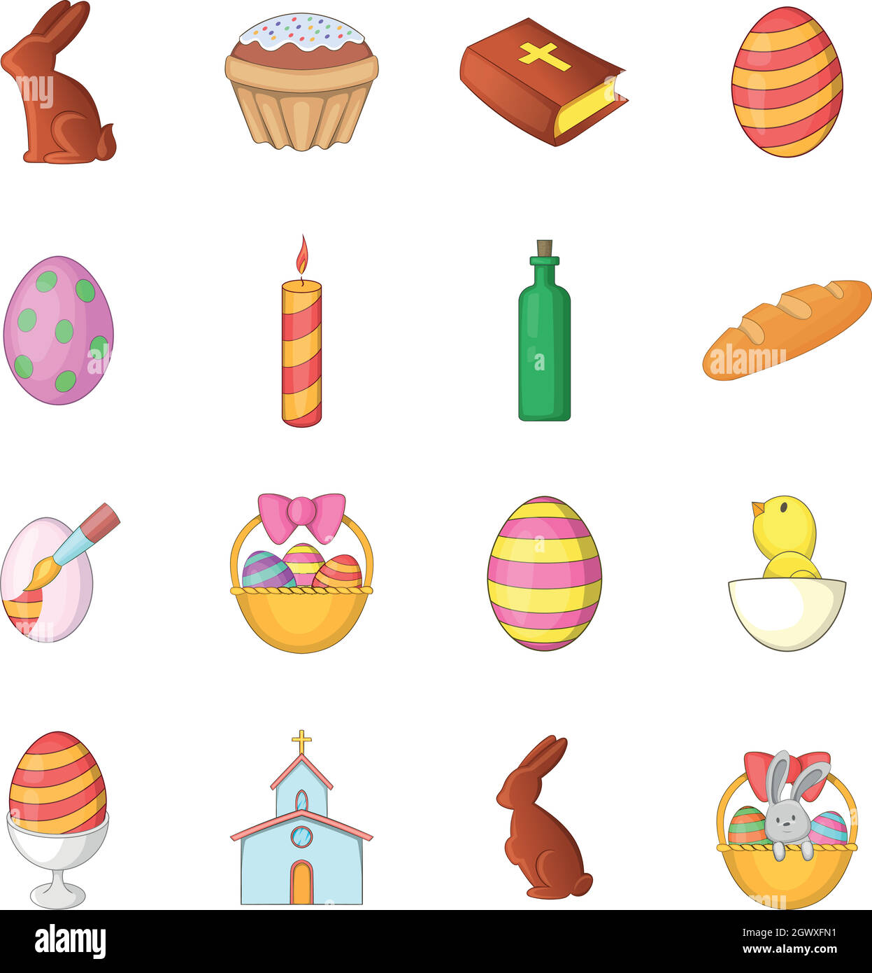 Easter icons set, cartoon style Stock Vector Image & Art - Alamy
