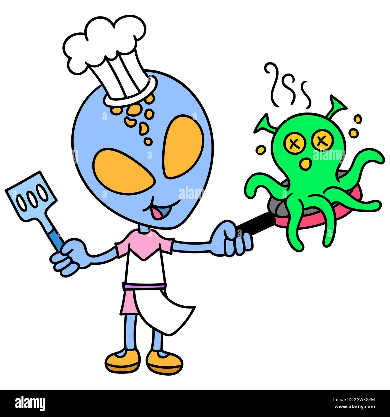 aliens become chef cooking octopus squid Stock Vector Image & Art - Alamy aliens become chef cooking octopus squid Stock Vector Image & Art - Alamy