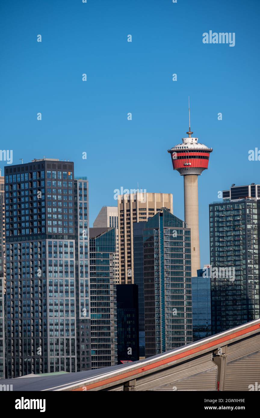 Exterior facade and detail of the Scotiabank Saddledome. Home of the ...