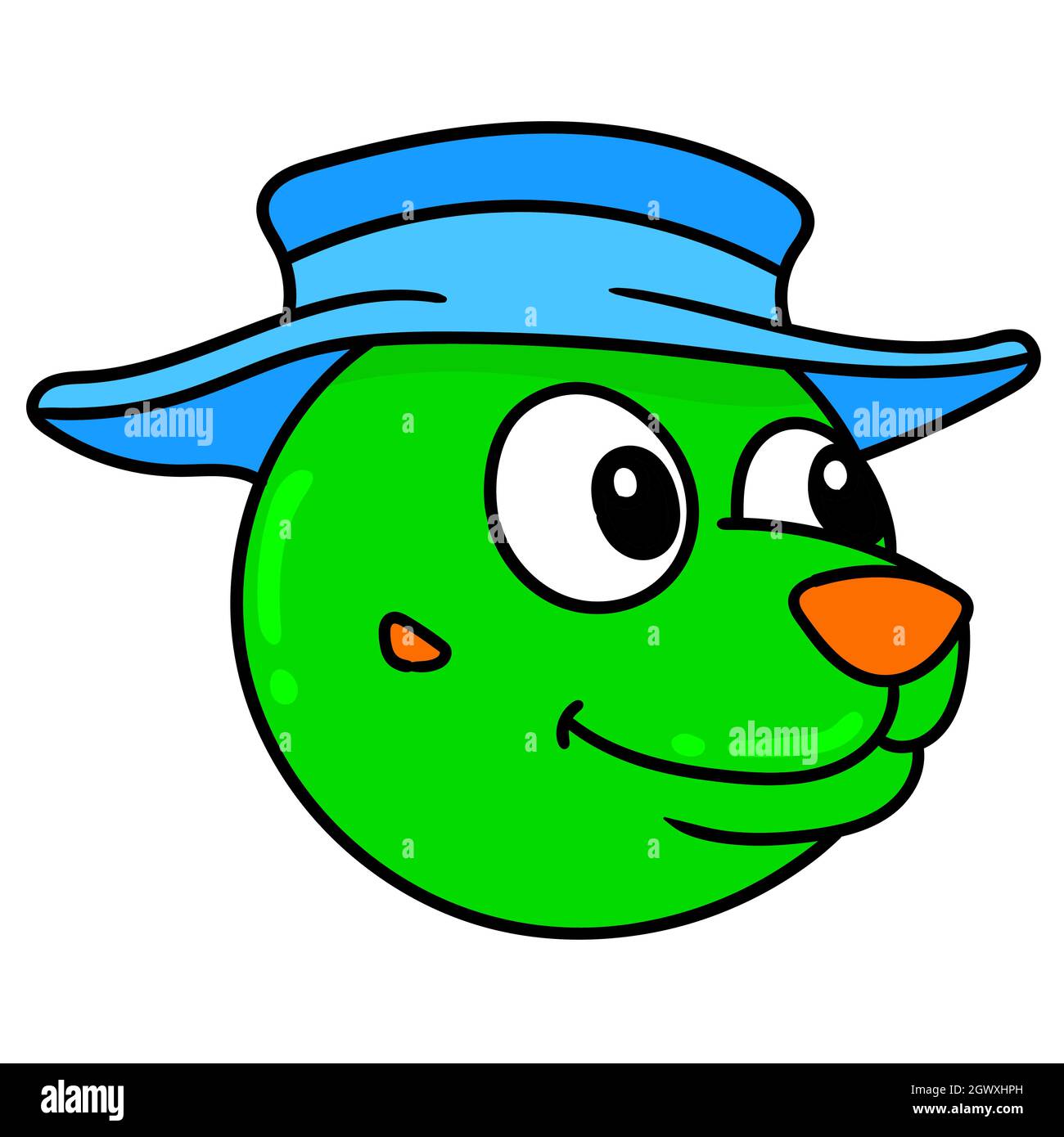 emoticon head of a cute monster creature wearing a cowboy hat Stock ...