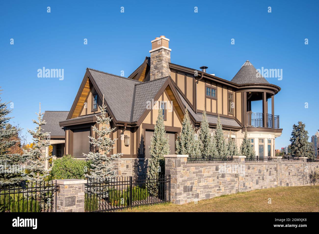 Feature of a modern luxury home in Calgary Stock Photo - Alamy