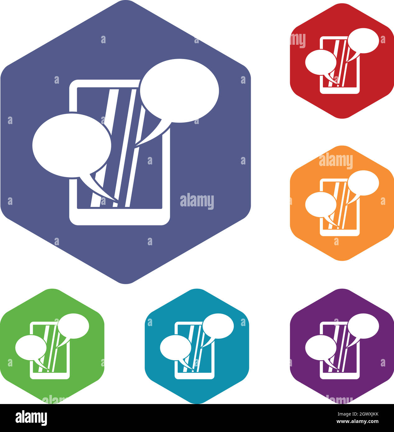 Speech bubble on phone icons set Stock Vector Image & Art - Alamy