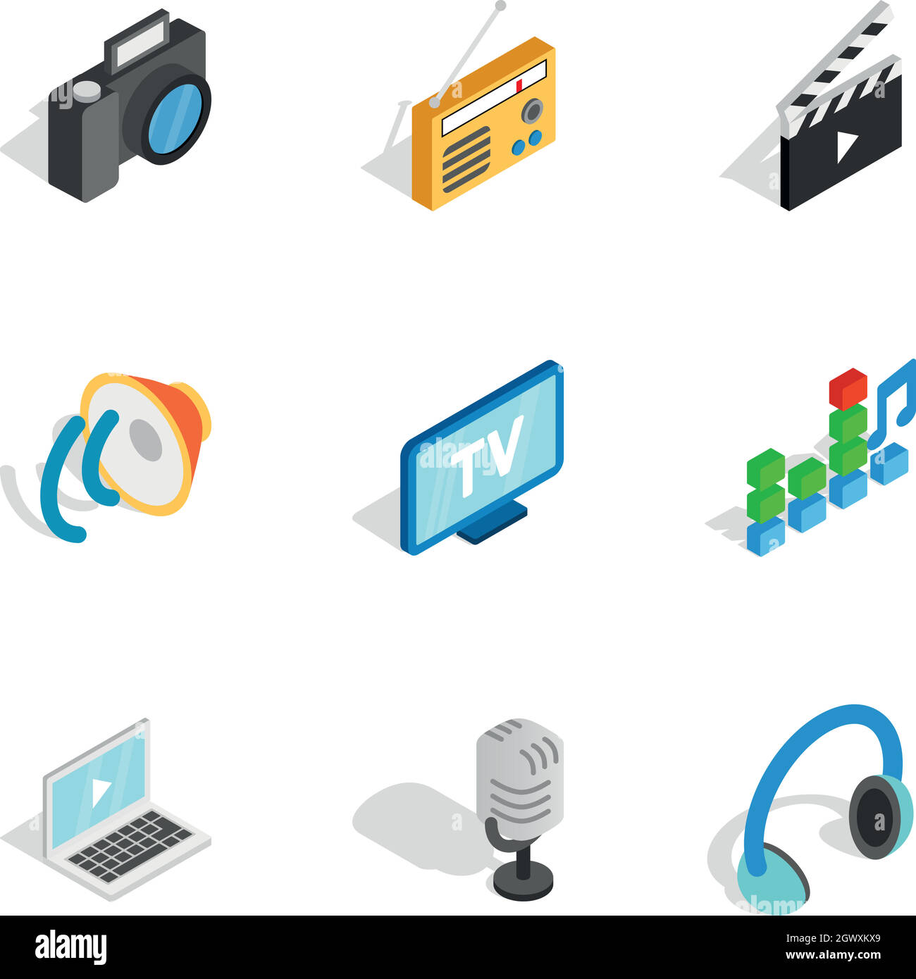 Movie and video icons, isometric 3d style Stock Vector Image & Art - Alamy