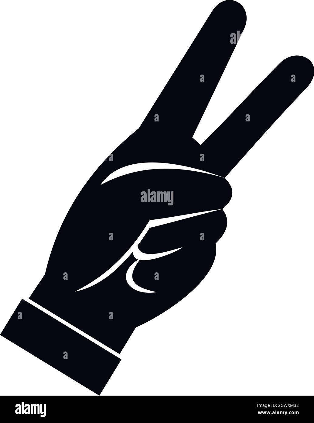 Hand showing victory sign icon, simple style Stock Vector Image & Art ...