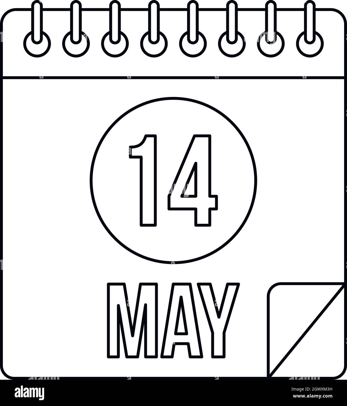 Calendar with the date 14th May icon outline style Stock Vector Image ...