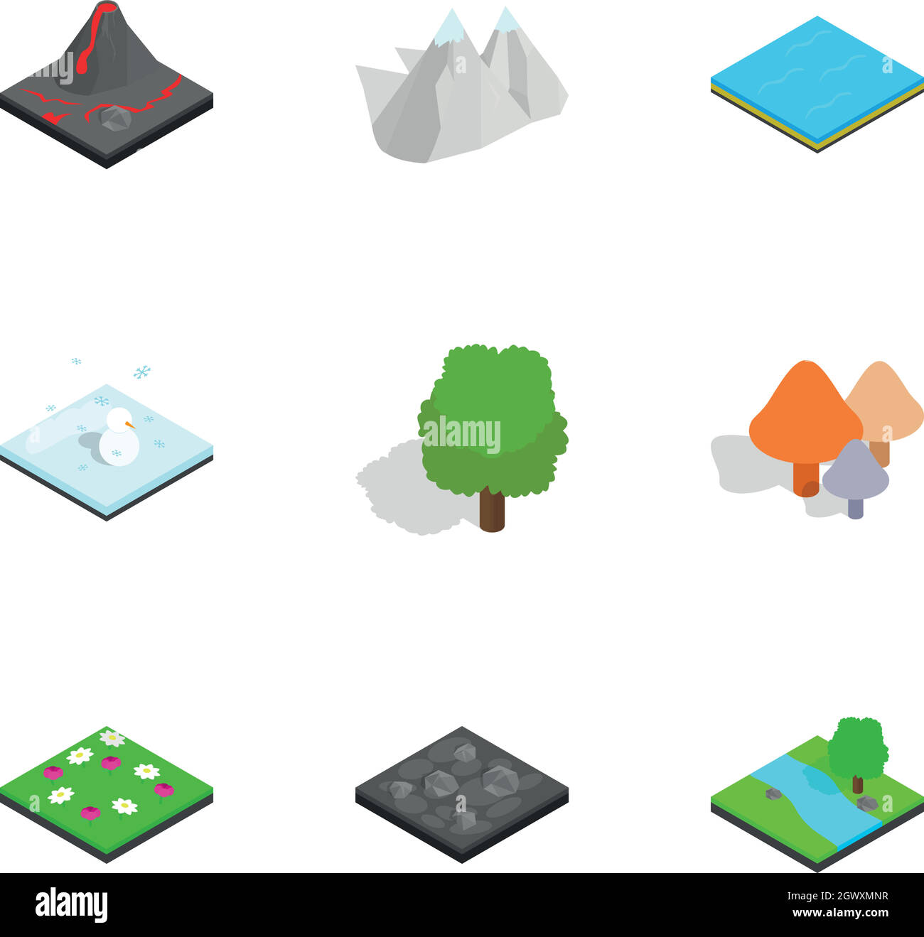 Nature scene icons set, isometric 3d style Stock Vector Image & Art - Alamy