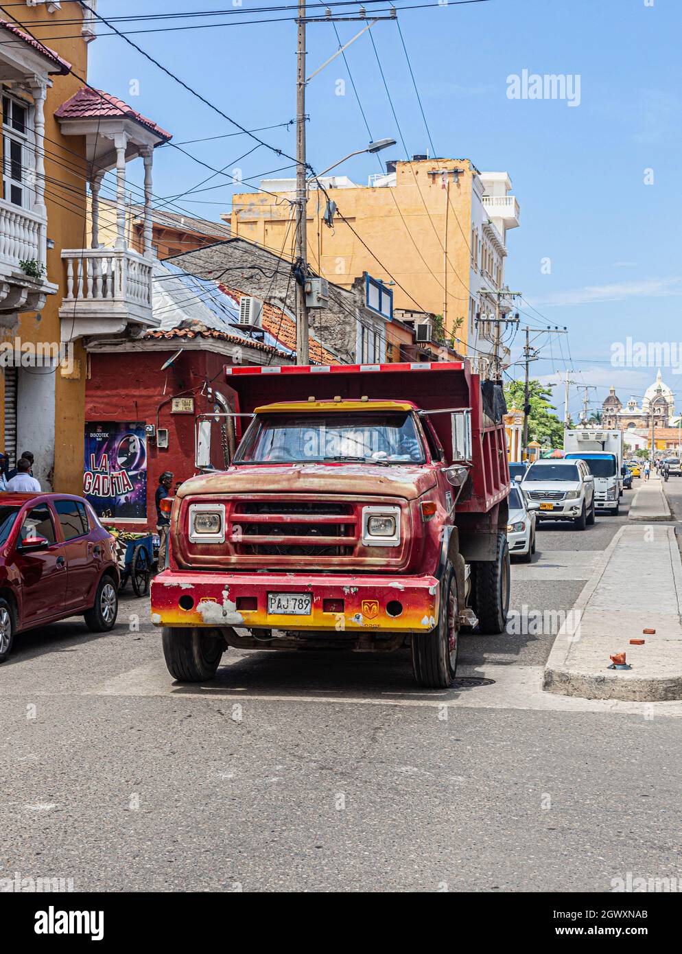 Front view of an old Dodge dump truck, Cartagena de Indias, Colombia ...