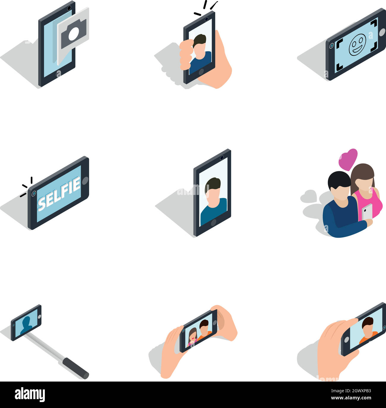 Isometric social media icons Cut Out Stock Images & Pictures - Alamy