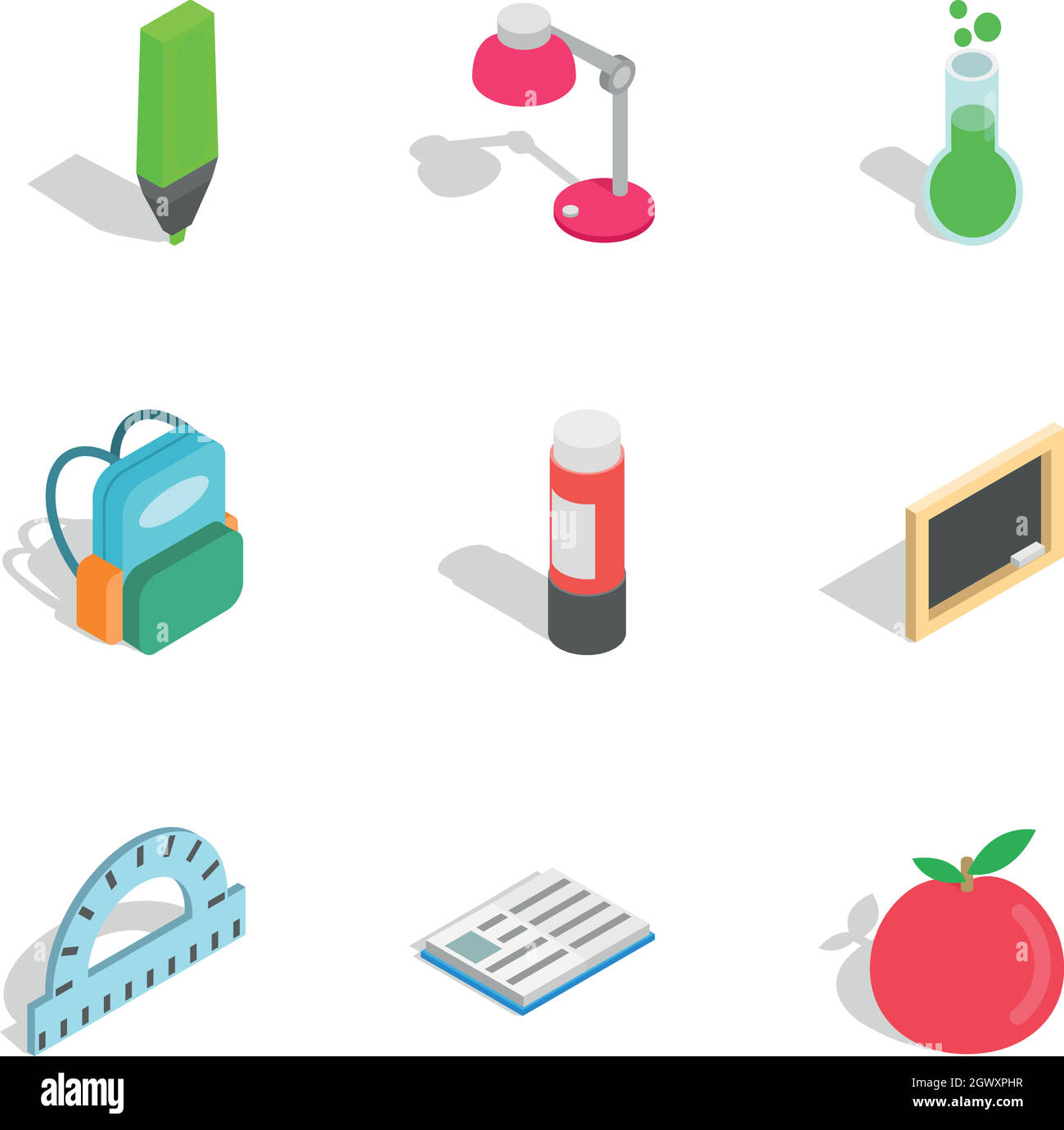 School tools icons, isometric 3d style Stock Vector Image & Art - Alamy