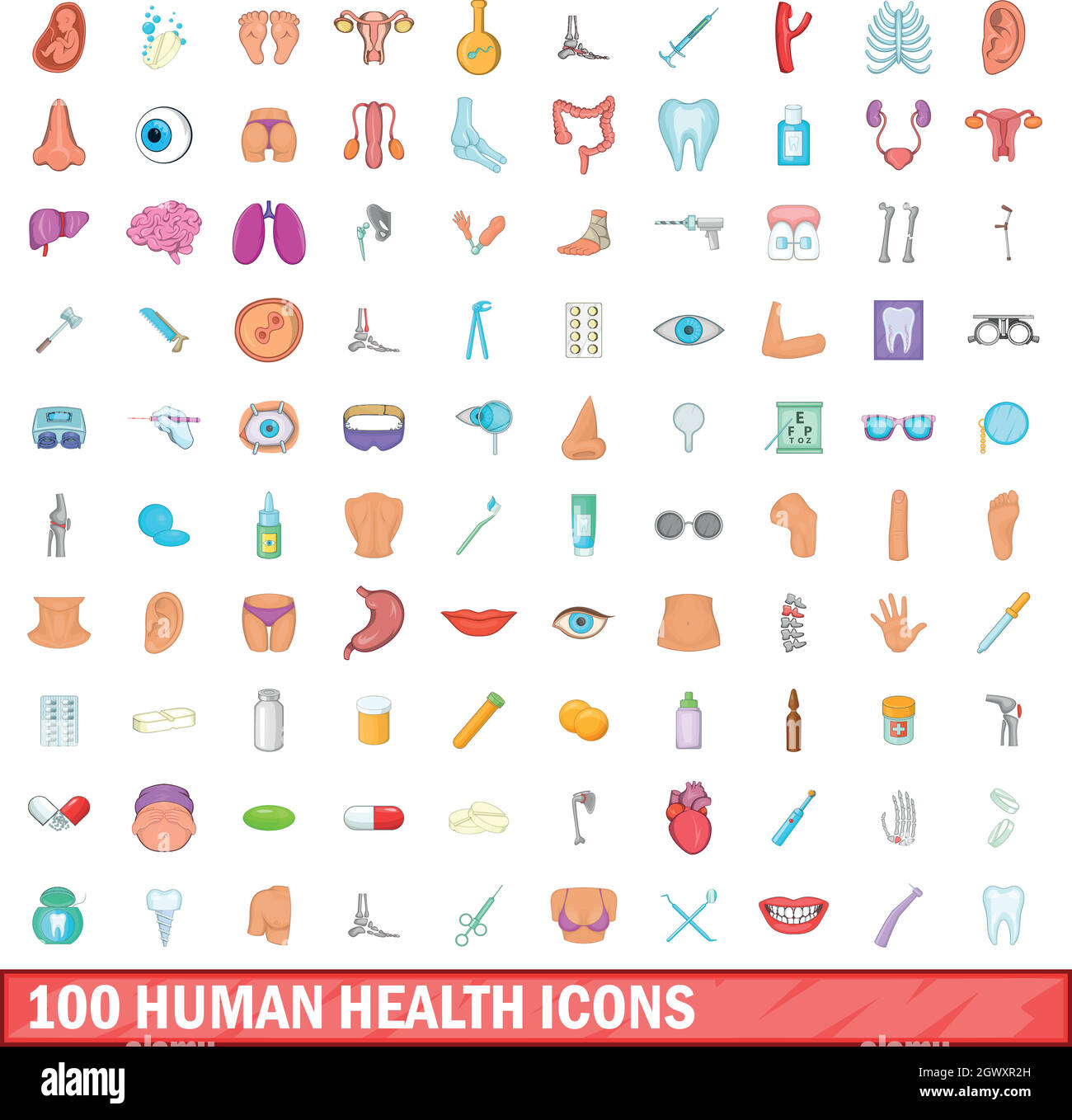 100 human health icons set, cartoon style Stock Vector Image & Art - Alamy