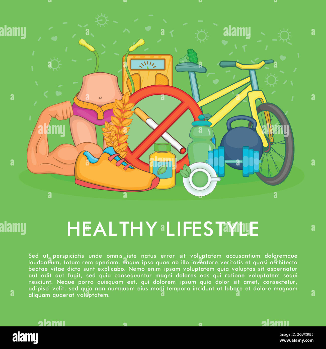 Health life items, concept, cartoon style Stock Vector Image & Art - Alamy