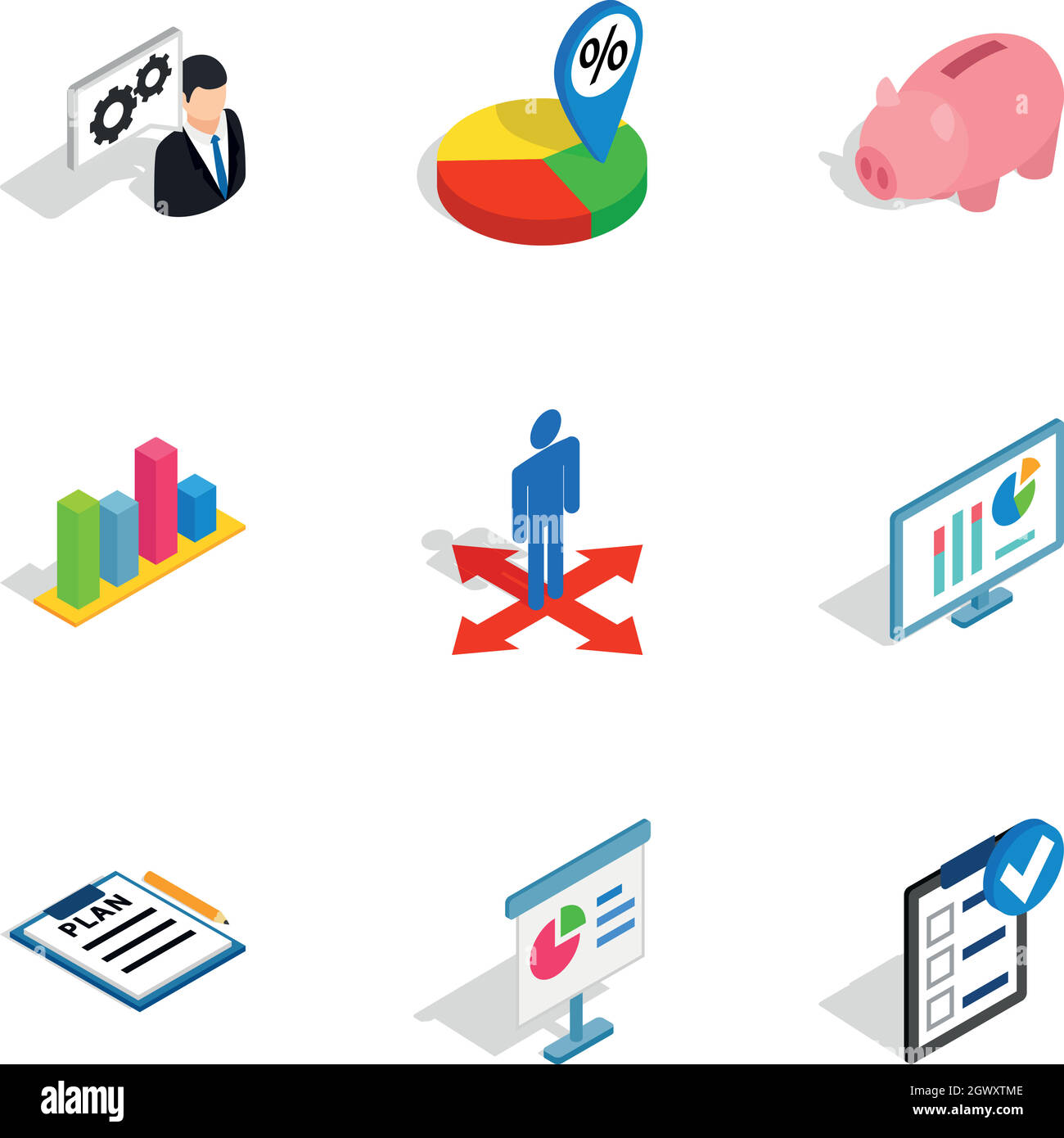 Company strategy icons, isometric 3d style Stock Vector Image & Art - Alamy