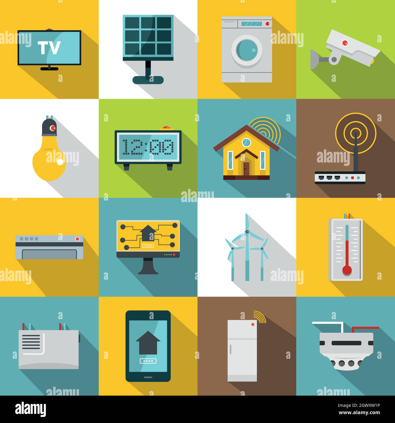 Smart home house icons set, flat style Stock Vector Image & Art - Alamy