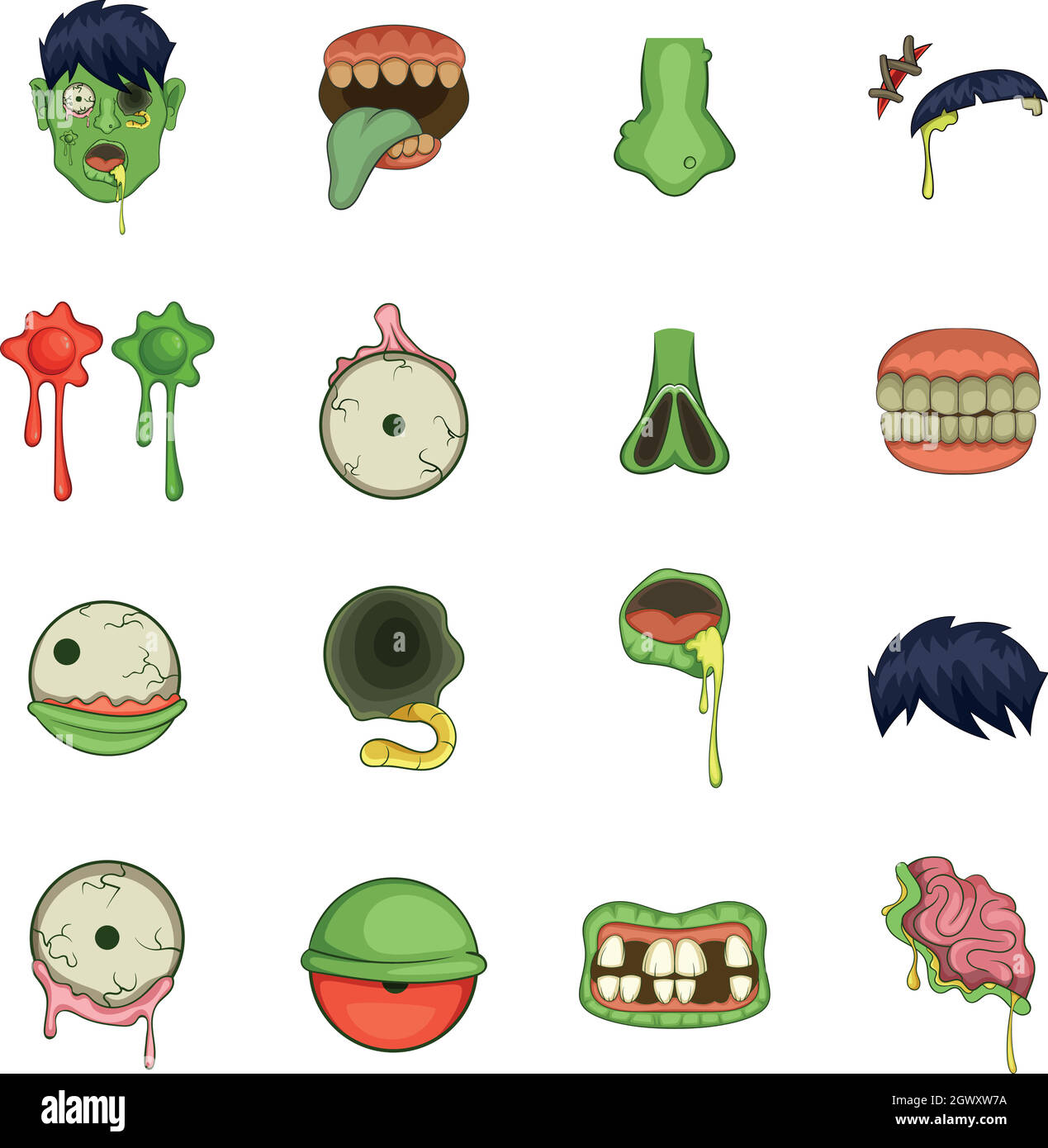 Set brain cartoon character Cut Out Stock Images & Pictures - Alamy