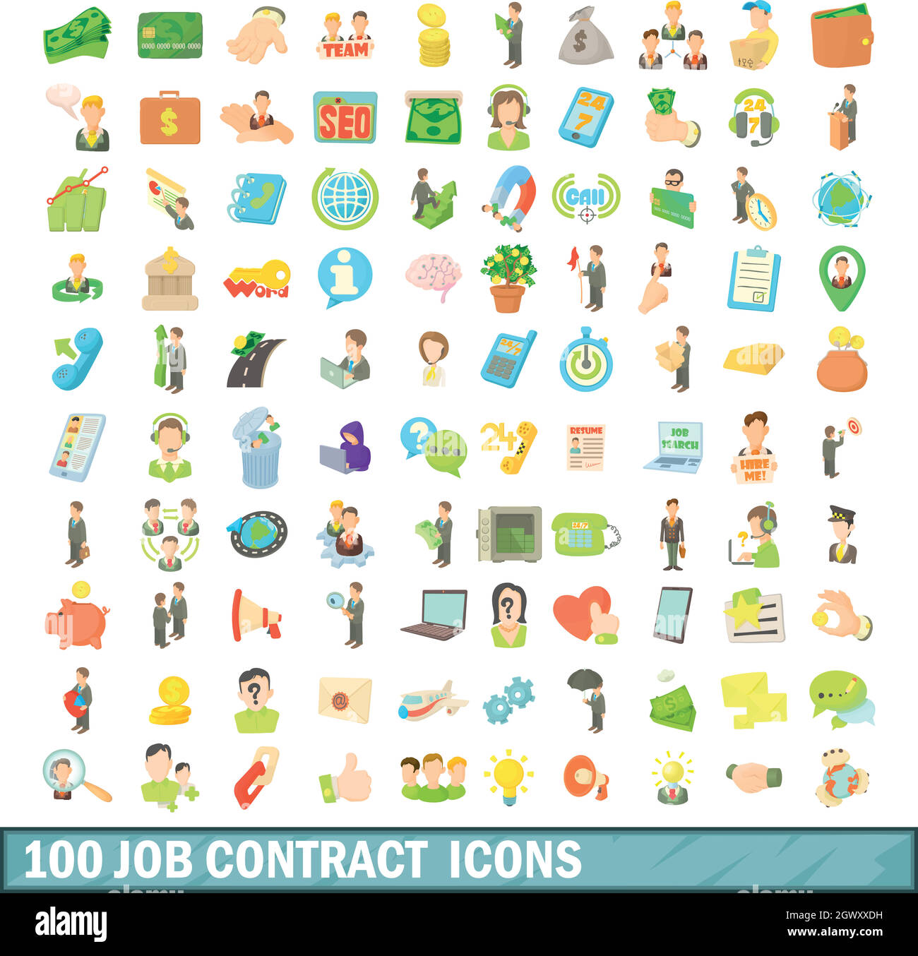 100 job contract icons set, cartoon style Stock Vector Image & Art - Alamy