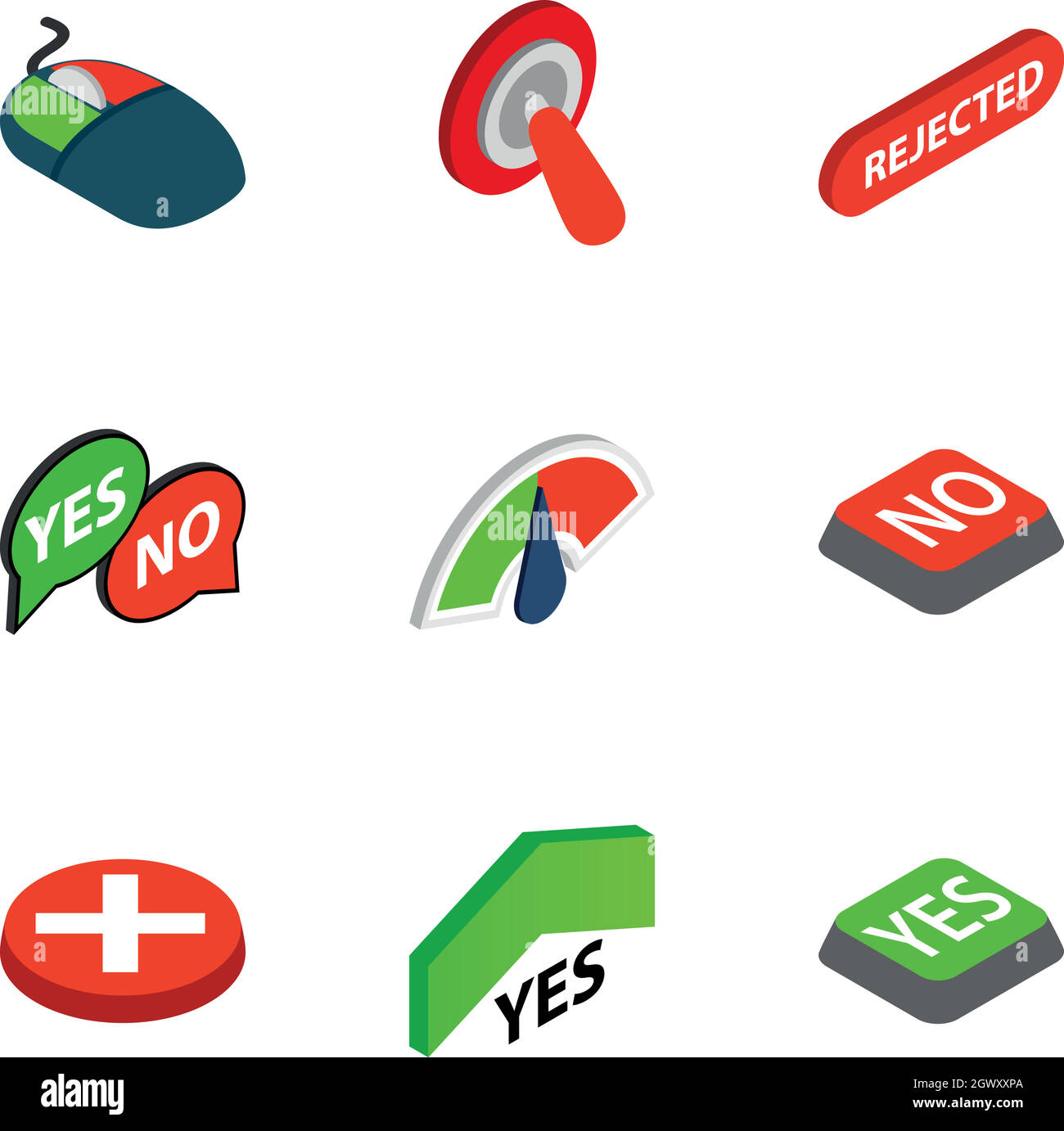 Yes and No button icons, isometric 3d style Stock Vector Image & Art ...