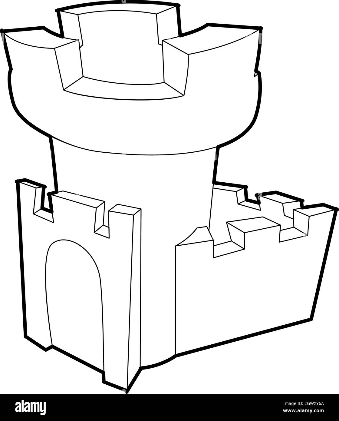 Medieval castle line icon Black and White Stock Photos & Images - Alamy