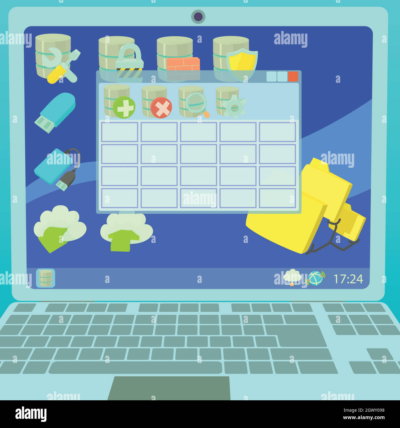 Data base concept laptop, cartoon style Stock Vector Image & Art - Alamy