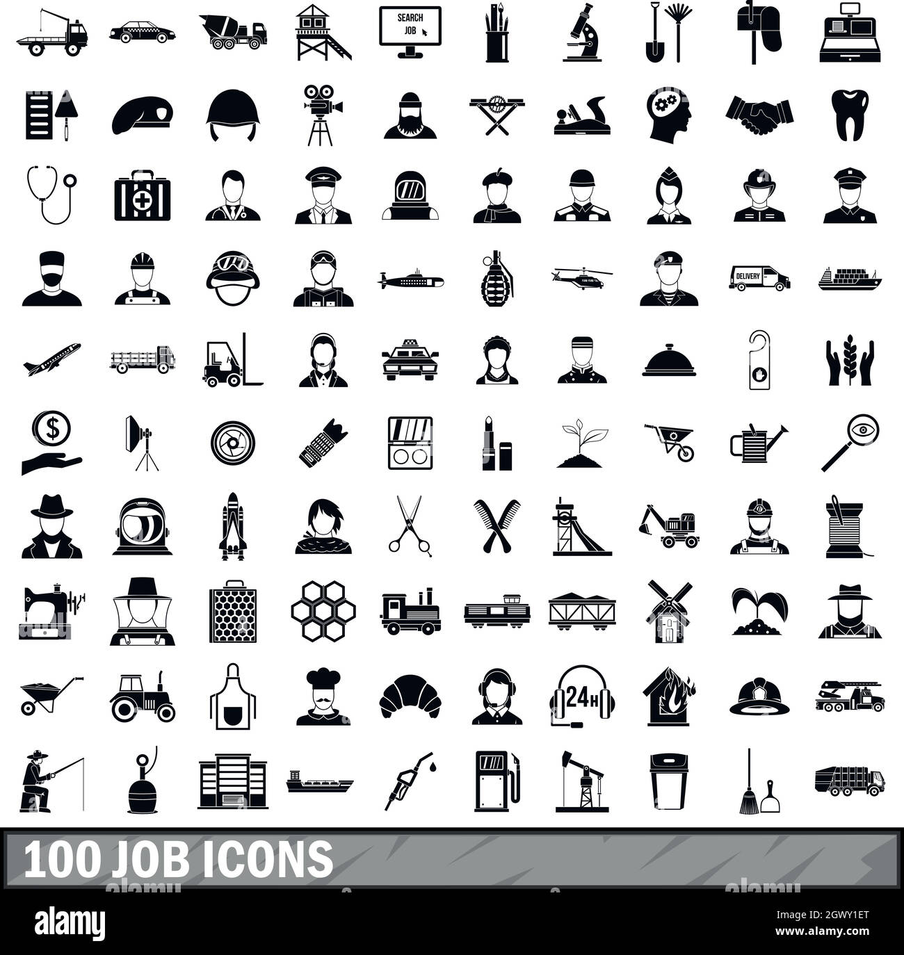 100 job icons set in simple style Stock Vector Image & Art - Alamy