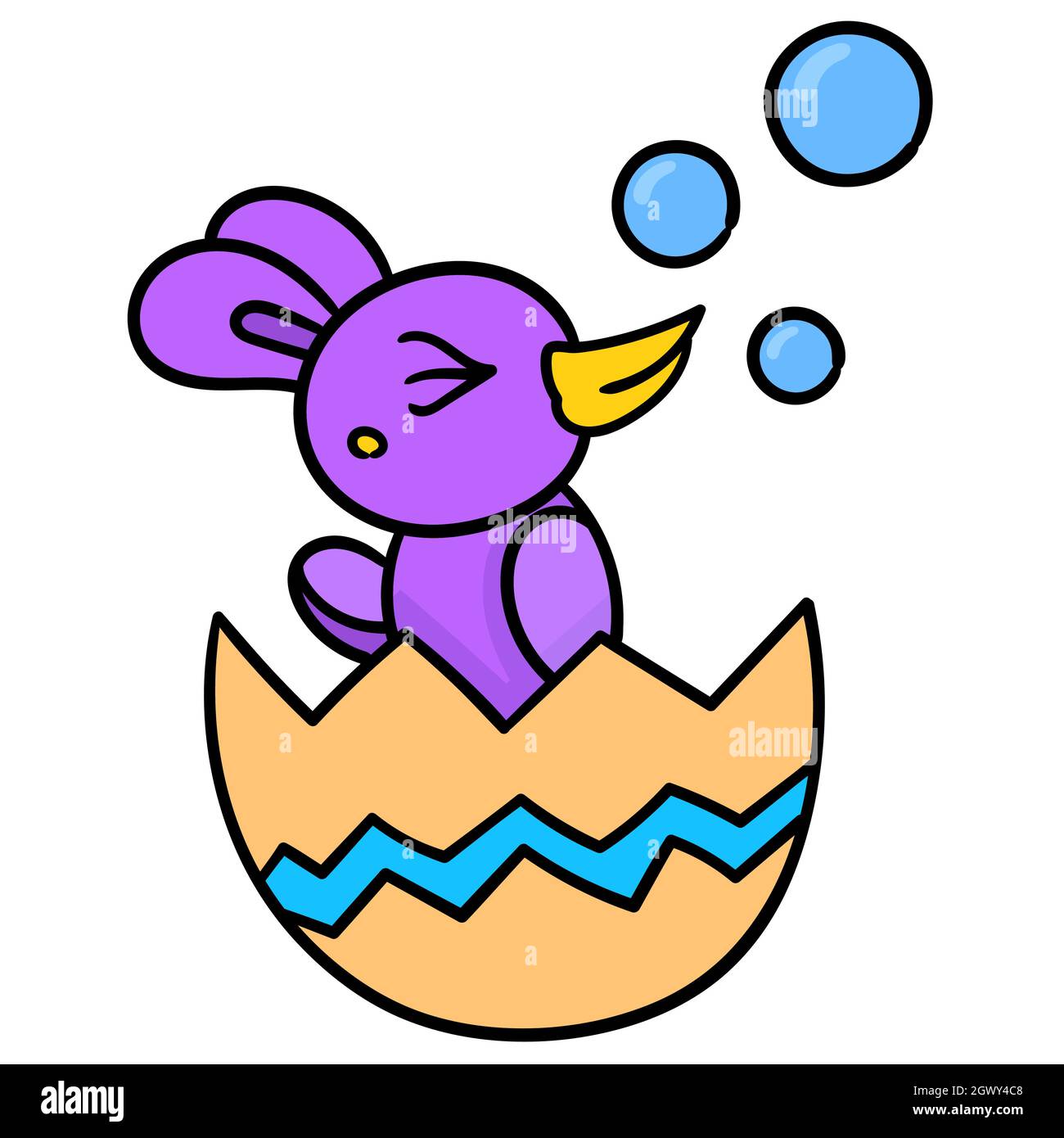 cute chick shaped creature emerging from an easter egg Stock Vector ...