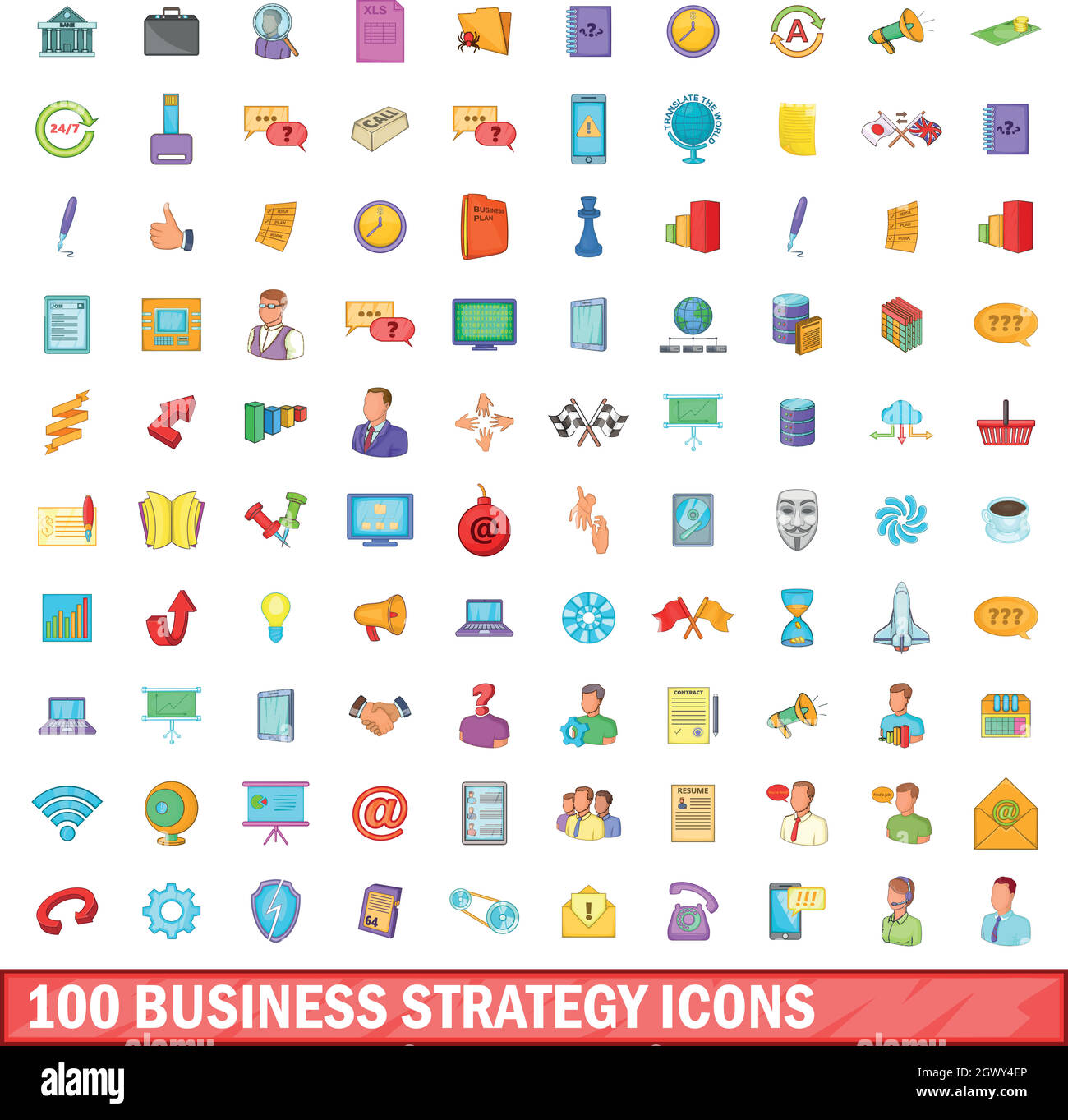 100 business strategy icons set, cartoon style Stock Vector Image & Art ...
