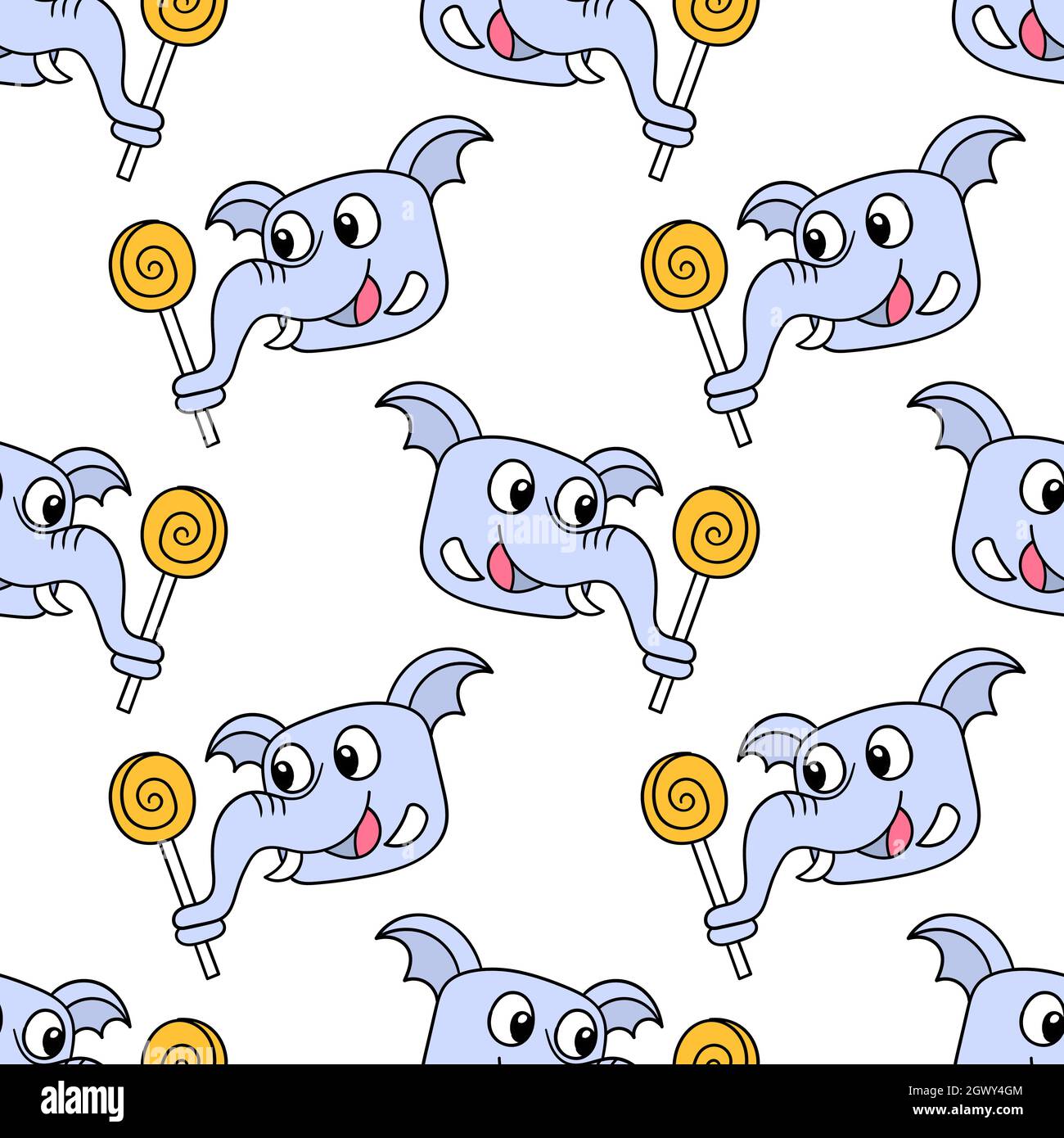 candy elephant smile seamless pattern textile print Stock Vector Image ...