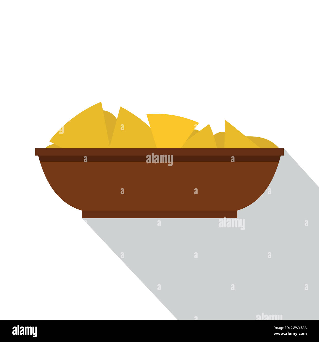Mexican nachos in brown bowl icon, flat style Stock Vector Image & Art ...