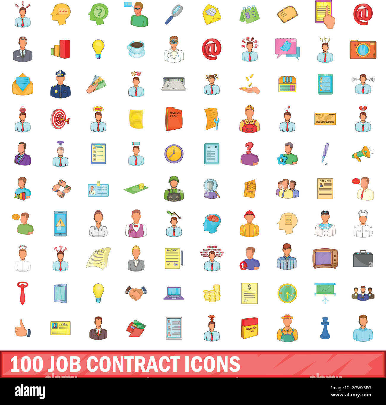 100 job contract icons set, cartoon style Stock Vector Image & Art - Alamy