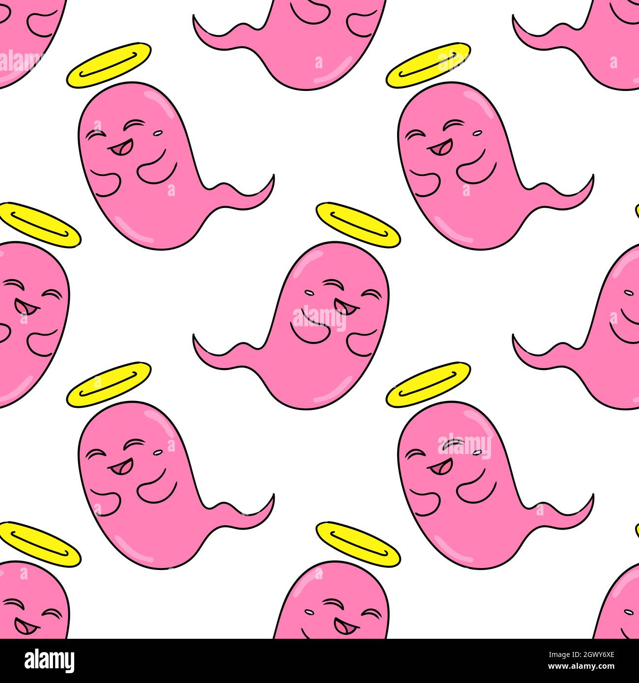 Kawaii seamless pattern ghost Stock Vector Images - Alamy