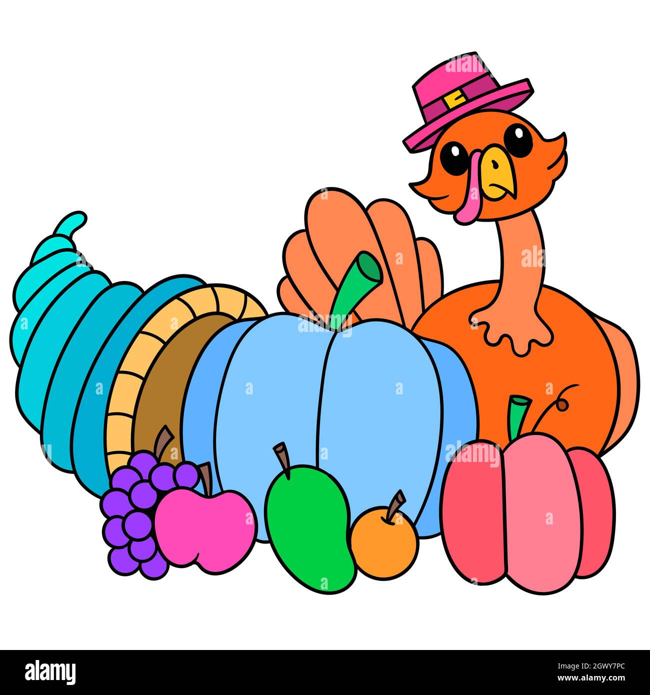 Thanksgiving fruit in doodle Stock Vector Images - Alamy