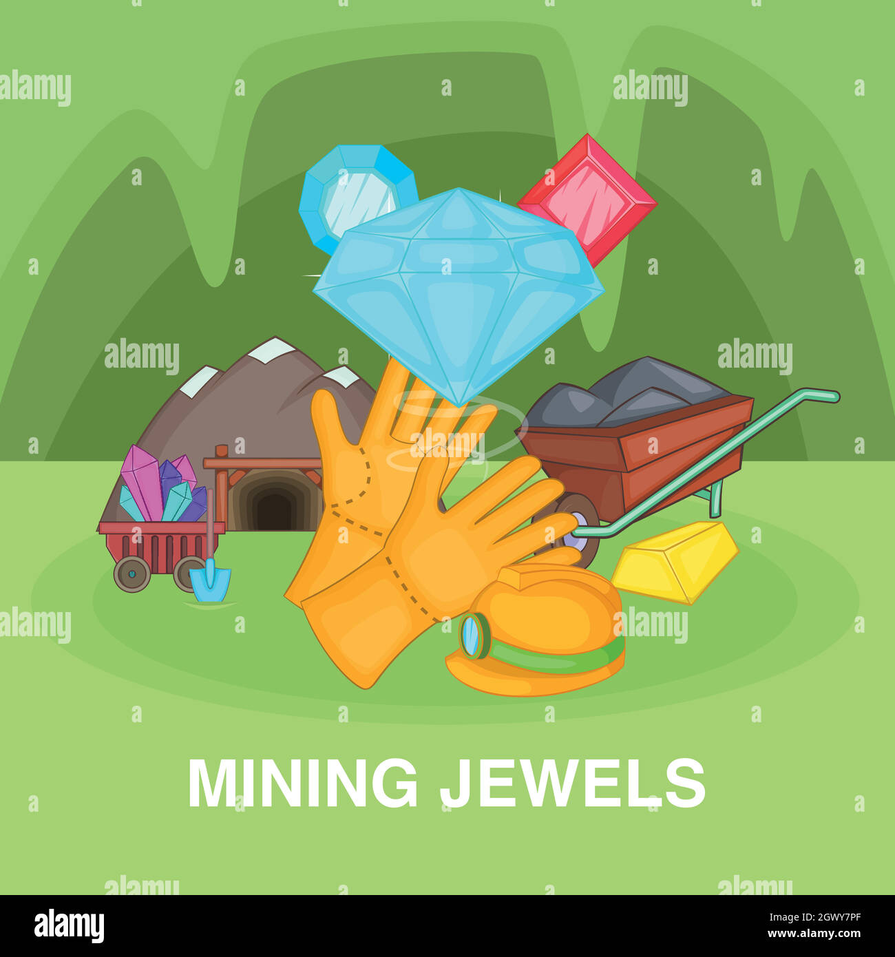 Mining jewels concept, cartoon style Stock Vector Image & Art - Alamy