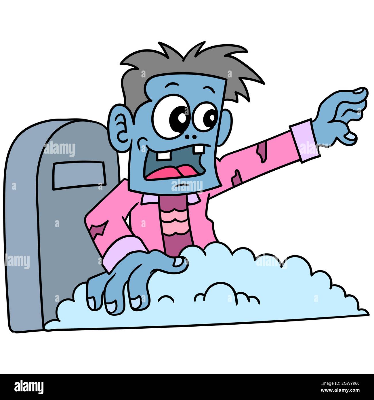 a zombie human rose from the grave with a creepy ugly face Stock Vector ...